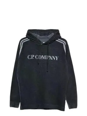 C.P. COMPANY Logo Stripe Hoodie - Grey