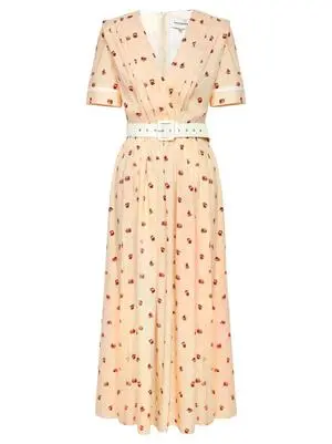 POST MERIDIEM Floral Print Side-split Dress - Neutrals