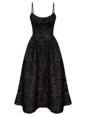 POST MERIDIEM Jacquard Midi Dress - Black