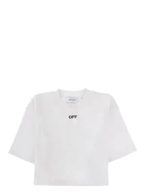 Off-White Cropped Ribbed Top - White