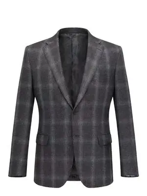 Brioni Plaid V-cut Lapels Jacket - Grey