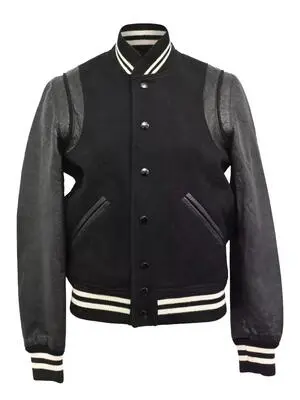 Saint Laurent Striped Bomber Jacket - Black
