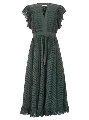 Ulla Johnson Olga Ruffled Maxi Dress - Green