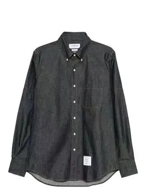 Thom Browne Logo-patch Shirt - Blue