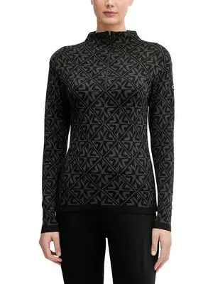 NEWLAND Geometric-pattern Zip-front Sweatshirt - Black