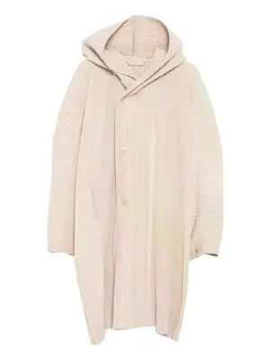 Issey Miyake Pleated Single-breasted Coat - Neutrals