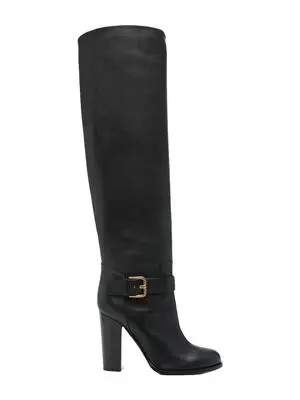 Dolce & Gabbana Leather Buckled Knee-high Boots - Black