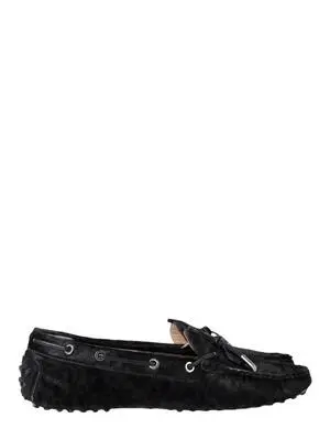 TOD'S Vintage Gommino Pony-hair Pebbled Loafers - Black
