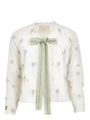 PAMELA STEVENSON Elise Bow-embellished Blouse - White