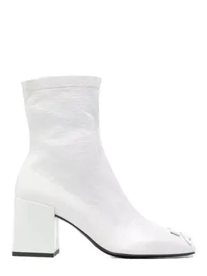 COURREGES Heritage Square-toe Leather Boots - Grey