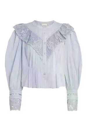 Ulla Johnson Cybil Long-sleeve Blouse - Blue