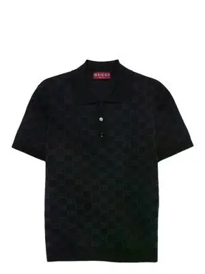 Gucci Gg-patterned Polo Shirt - Blue