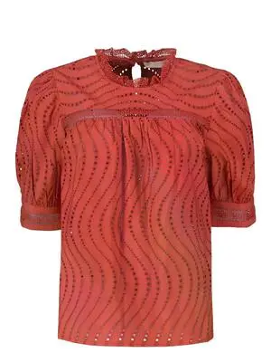 Ulla Johnson Virginia Ruffled Blouse - Red