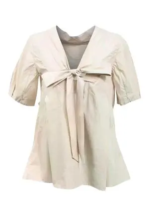 Marni Bow Pleated Top - Neutrals