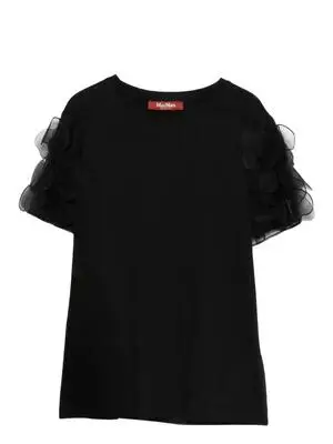 Max Mara Ruffled-sleeve T-shirt - Black