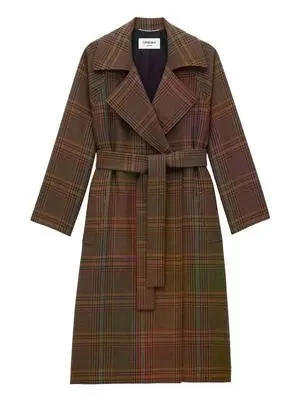 Saint Laurent Plaid Pattern Coat - Brown