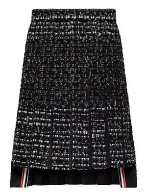 Thom Browne Pleated Ribbon Tweed Skirt - Black