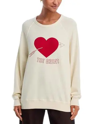 The Great. Heart Sweatshirt - White Red