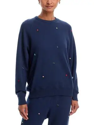 The Great. Floral College Sweatshirt - Navy