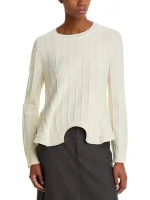 MAISON MARGIELA Asymmetric Crewneck Sweater - Off White