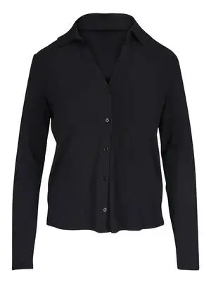 Majestic Filatures Buttoned Collared Top - Black