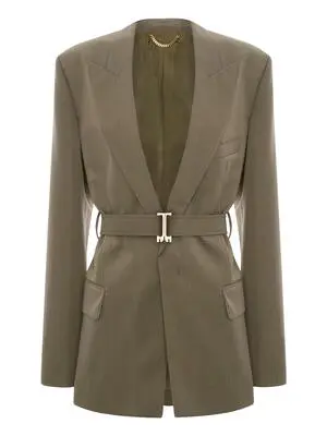Victoria Beckham Tailored Blazer With Belt - Green