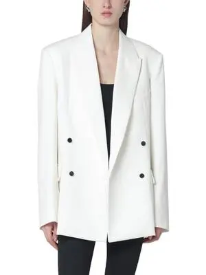 THE FRANKIE SHOP Double-breasted Wool-blend Jacket - White