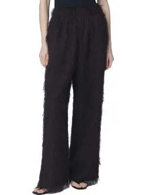THE FRANKIE SHOP Fringed Wide Leg Trousers - Brown