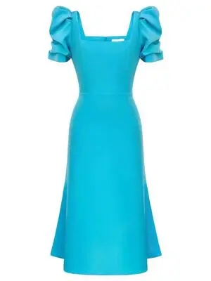 POST MERIDIEM Square-neck Midi Dress - Blue