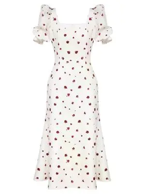 POST MERIDIEM Floral-print Midi Dress - White