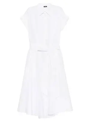Kiton Belted Shirt Midi Dress - White
