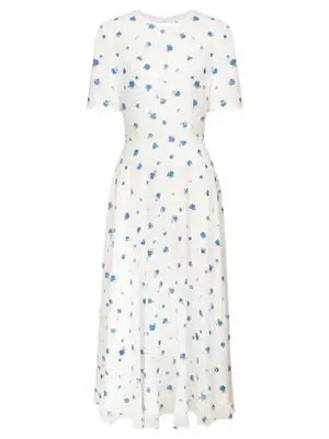 POST MERIDIEM Floral-print Midi Dress - White