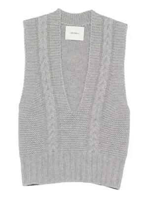 LISA YANG Sallie Cable-knit V-neck Top - Grey