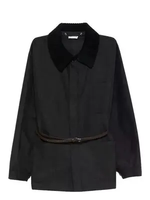 P.a.r.o.s.h Belted Knit-collar Jacket - Black