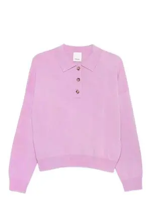 ALLUDE Button Collared Pullover - Pink