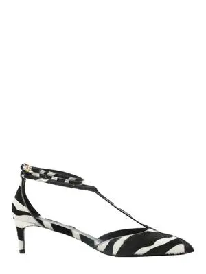 Khaite Mia Zebra Print T-strap Pumps - White