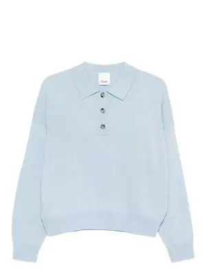 ALLUDE Button Collared Polo Shirt - Blue