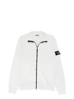 Stone Island Zip-up Sweatshirt With Logo Patch - Blue