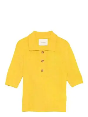 LISA YANG Masy Buttoned Polo Top - Yellow