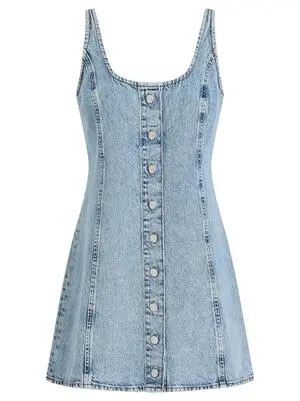 FRAME The Shift Faded Denim Mini Dress - Light Denim