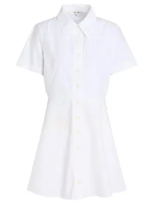 FRAME Flared Cotton-poplin Mini Shirt Dress - White