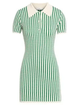 FRAME Striped Cable-knit Mini Shirt Dress - Green