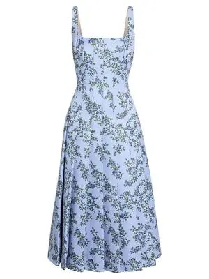 EMILIA WICKSTEAD Adele Pleated Floral-print Faille Midi Dress - Light Blue