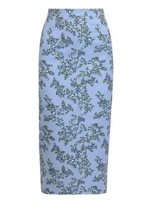 EMILIA WICKSTEAD Lorelei Floral-print Faille Midi Skirt - Light Blue