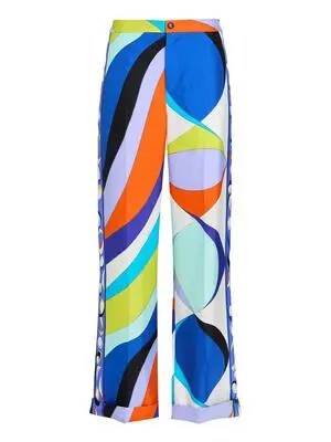 Emilio Pucci Printed Silk-twill Straight-leg Pants - Cobalt Blue