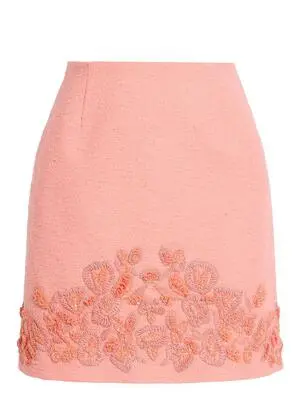 Carolina Herrera Embellished Cotton-blend Tweed Mini Skirt - Coral