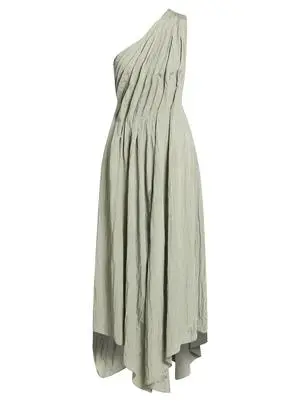 ABADIA One-shoulder Pleated Crinkled-satin Maxi Dress - Sage Green