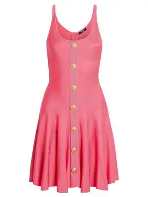 Balmain Embellished Knitted Mini Dress - Bubblegum