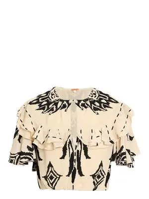 Johanna Ortiz Printed Silk-crepe Top - Cream