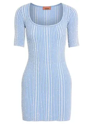 Missoni Sequin-embellished Ribbed-knit Mini Dress - Light Blue